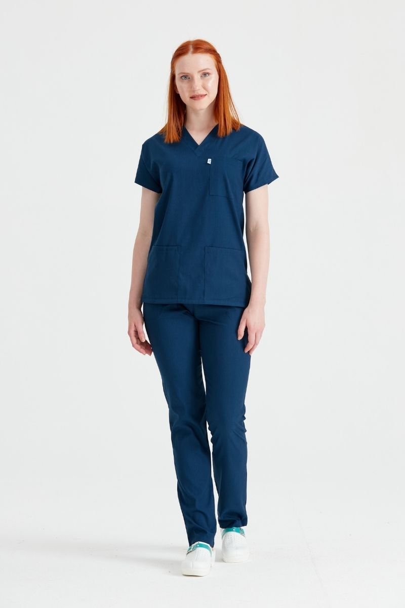 Costum medical femei, albastru - Indigo - Costume medicale de dama, cu ...