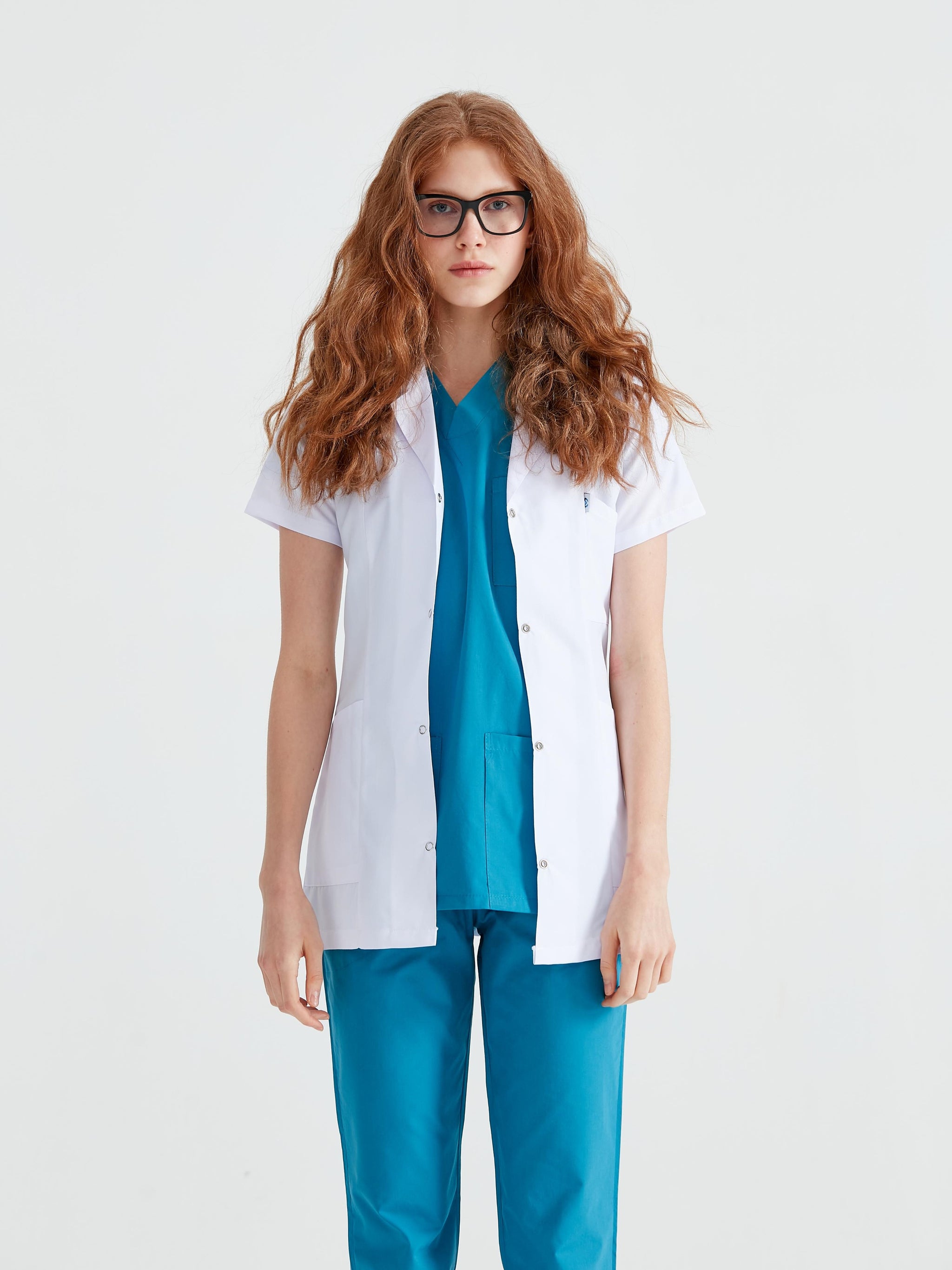 Halat medical pentru femei, scurt, alb - Tunica Summer - Halat medical ...