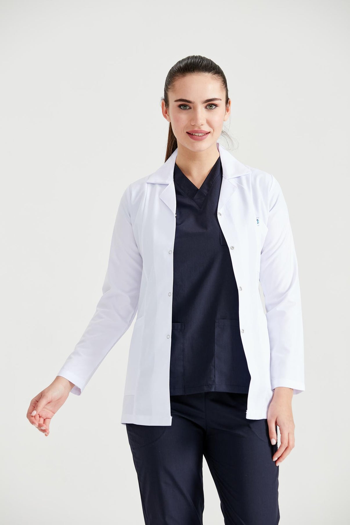 Women's short medical gown, white - Dr. Rever Short - Women's medical ...