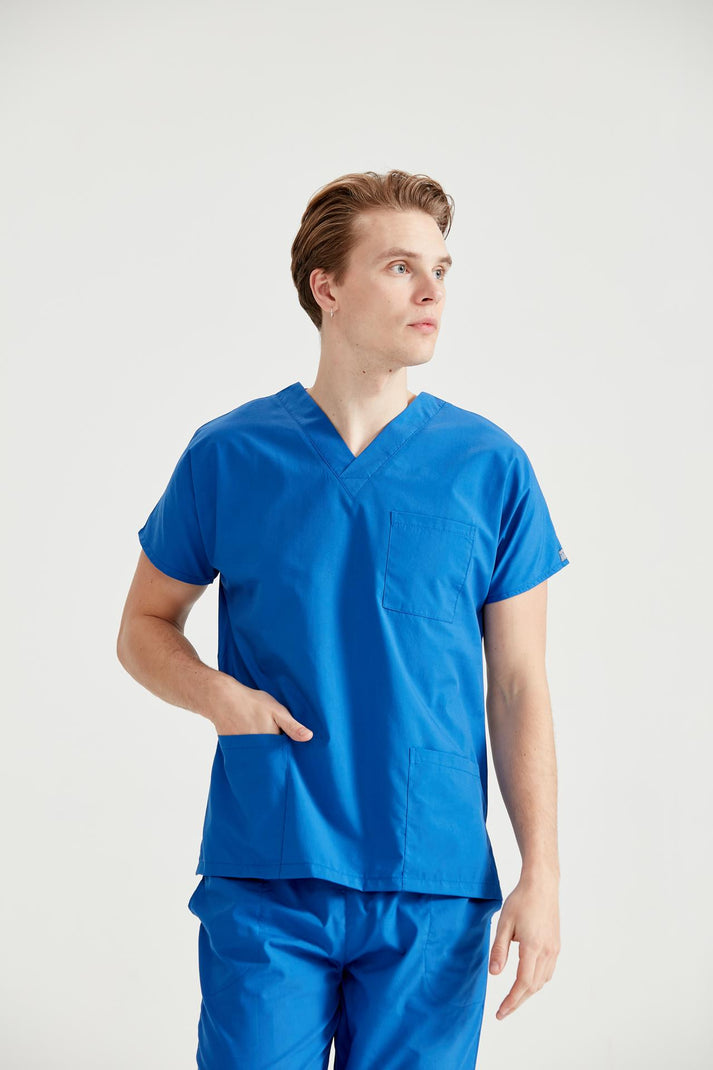 Blue medical suit for men - Royal - Suit with laced five-pocket medical ...
