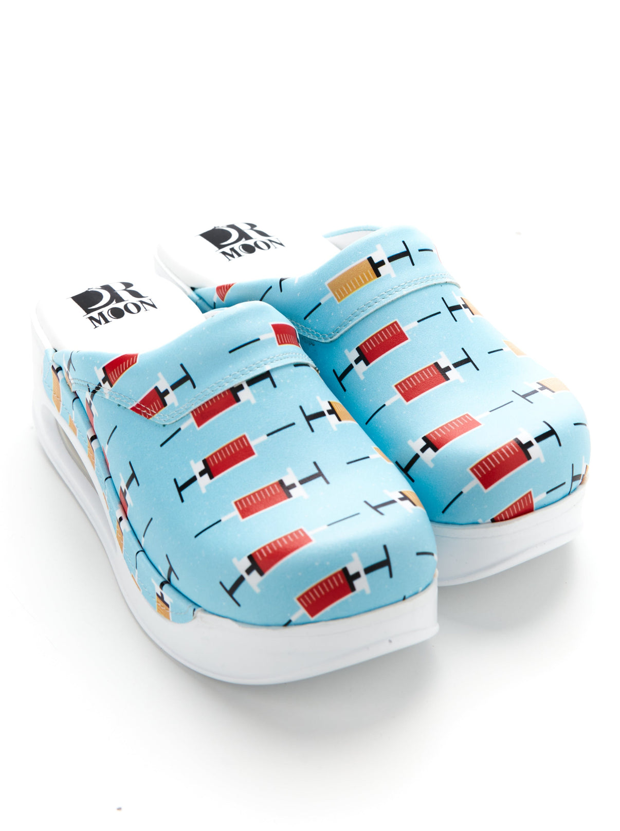Orthopedic medical clogs, unisex, turquoise with print - Seringa ...