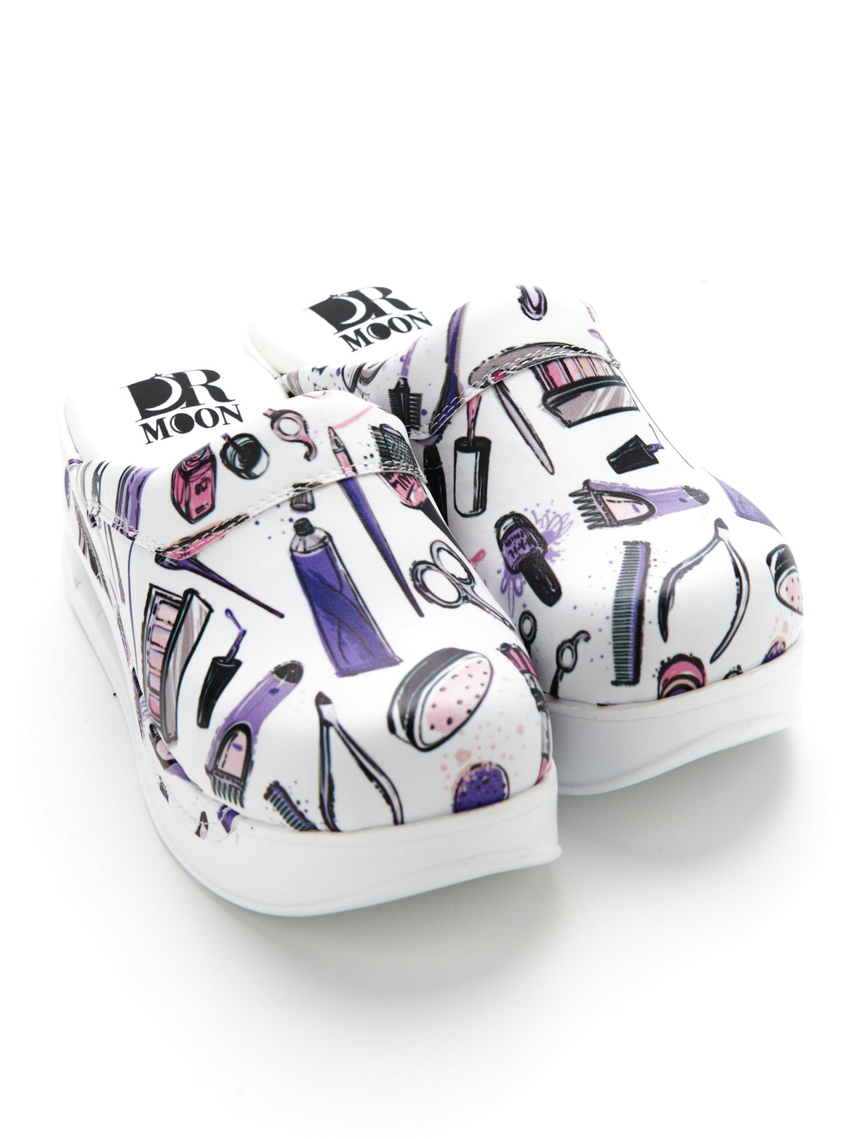 Orthopedic medical clogs, women, airmax, white with print - Beauty ...